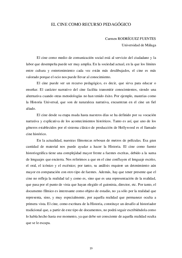 (PDF) El cine como recurso pedagógico