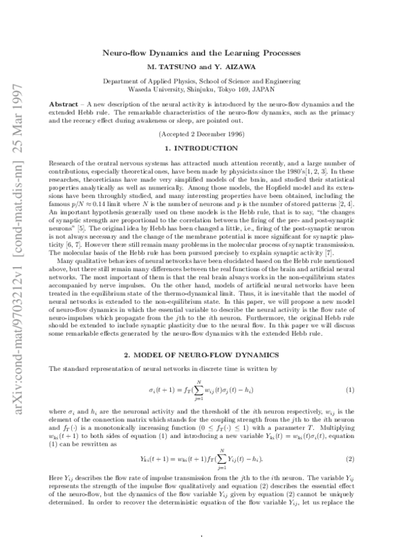 (PDF) Neuro-flow dynamics and the learning processes