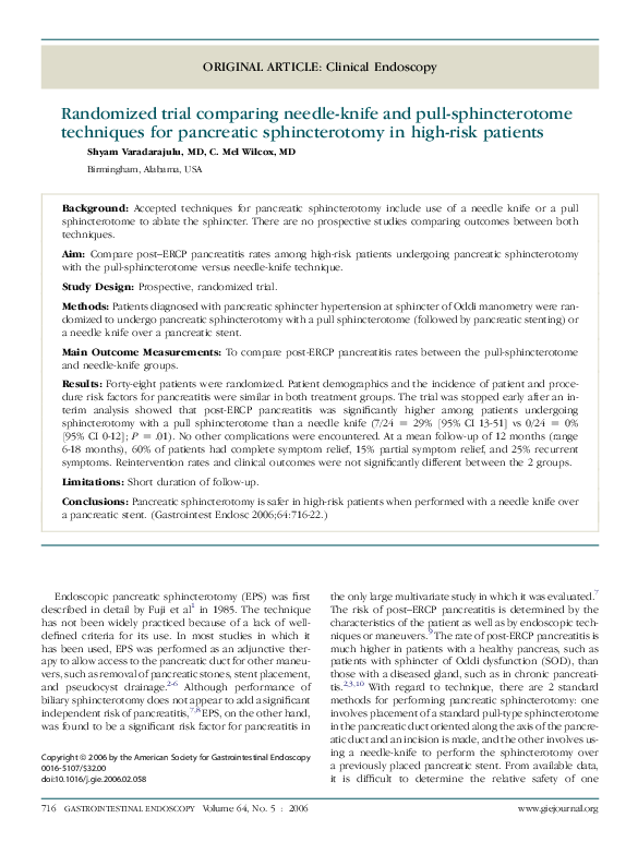 (PDF) Randomized trial comparing needle-knife and pull-sphincterotome ...