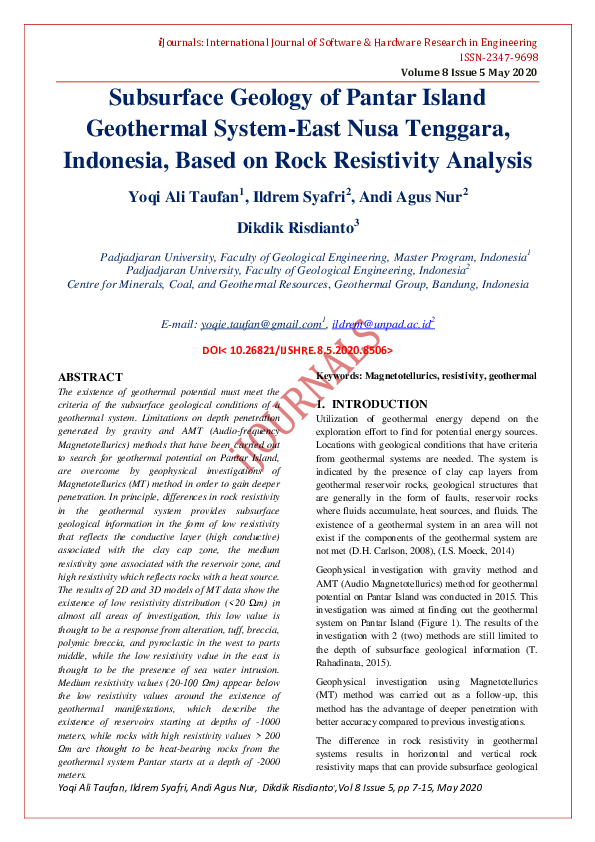 Pdf Subsurface Geology Of Pantar Island Geothermal System East Nusa Tenggara Indonesia Based