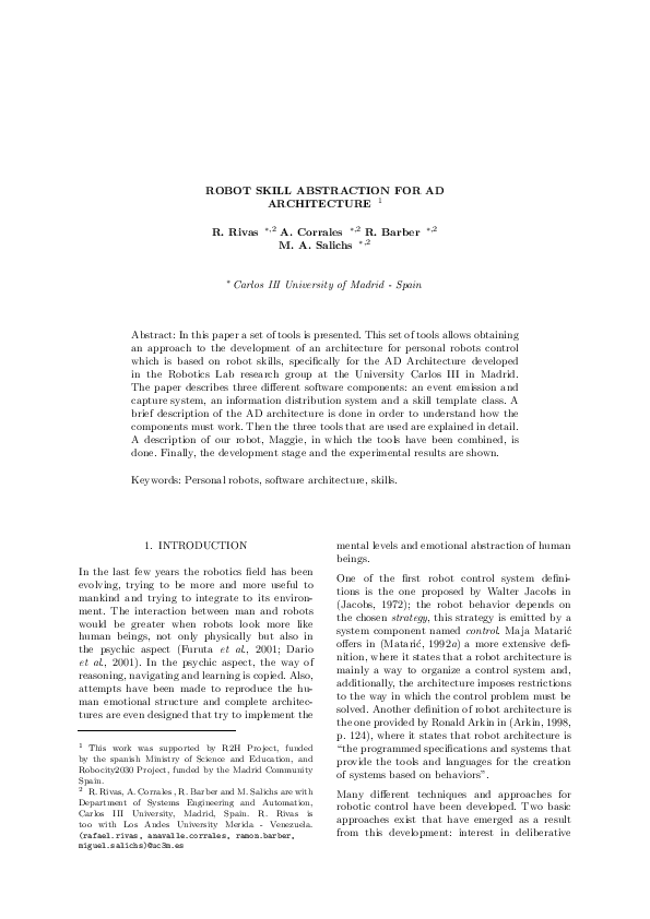 (PDF) Abstraction of Robot Skills for AD Architecture