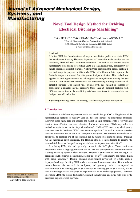 (PDF) Novel Tool Design Method for Orbiting Electrical Discharge Machining