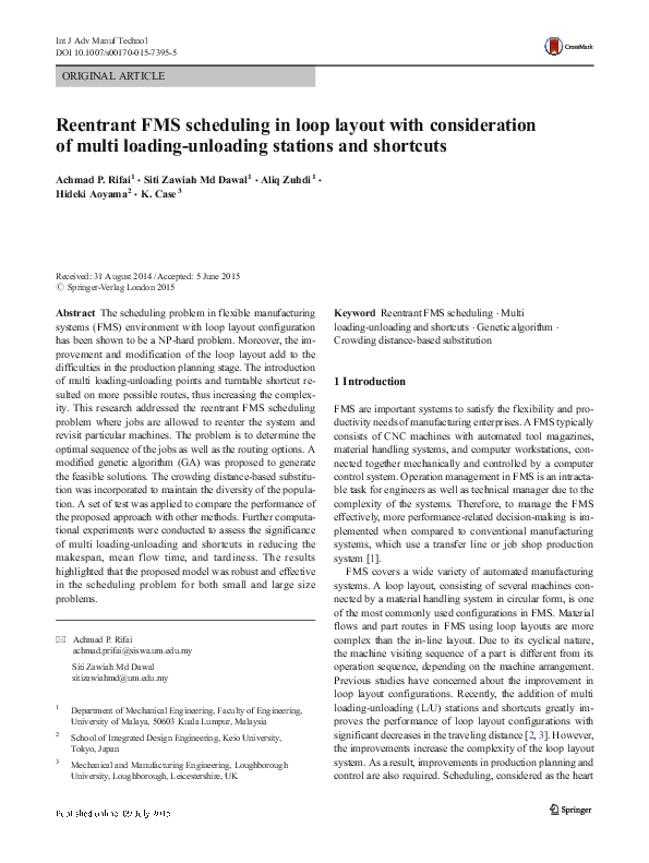 (PDF) Reentrant FMS scheduling in loop layout with consideration of multi loading-unloading ...