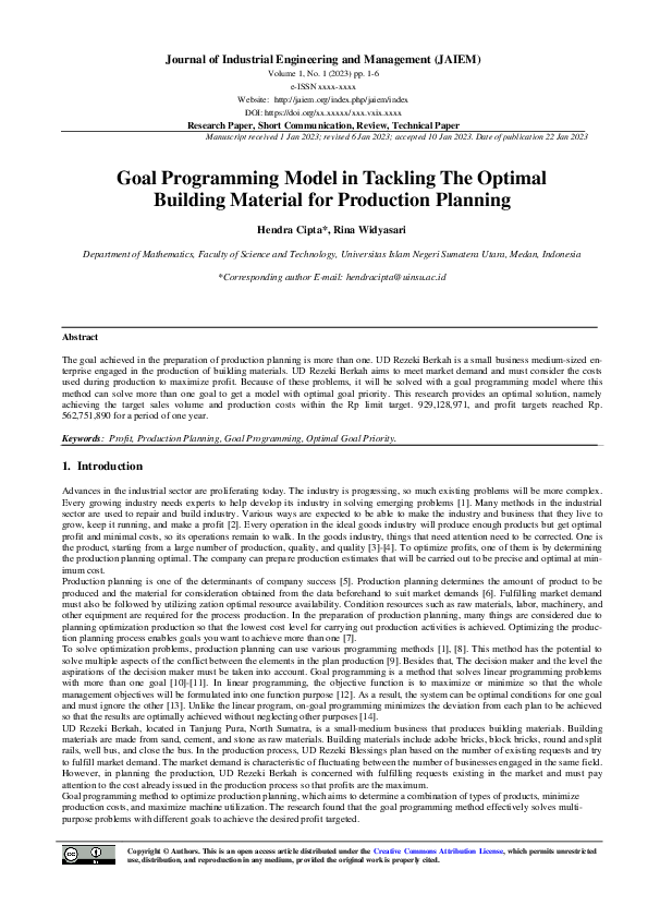 (PDF) Goal Programming Model in Tackling The Optimal Building Material ...