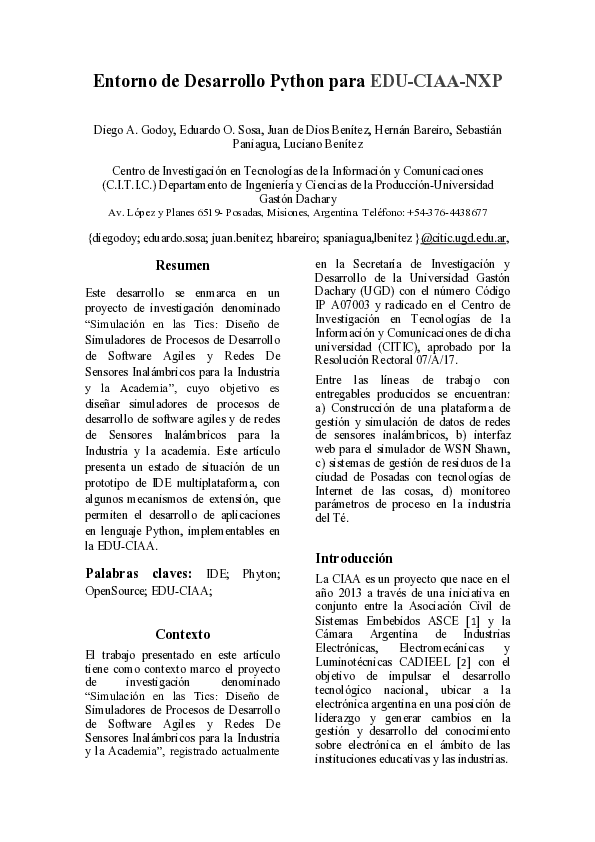 (PDF) Entorno de desarrollo Python para EDU-CIAA-NXP