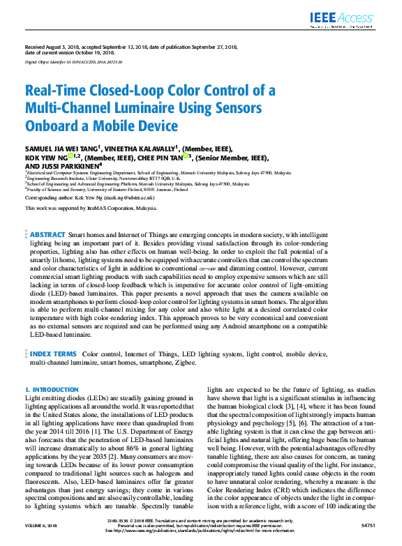 (PDF) Real-Time Closed-Loop Color Control of a Multi-Channel Luminaire Using Sensors Onboard a ...