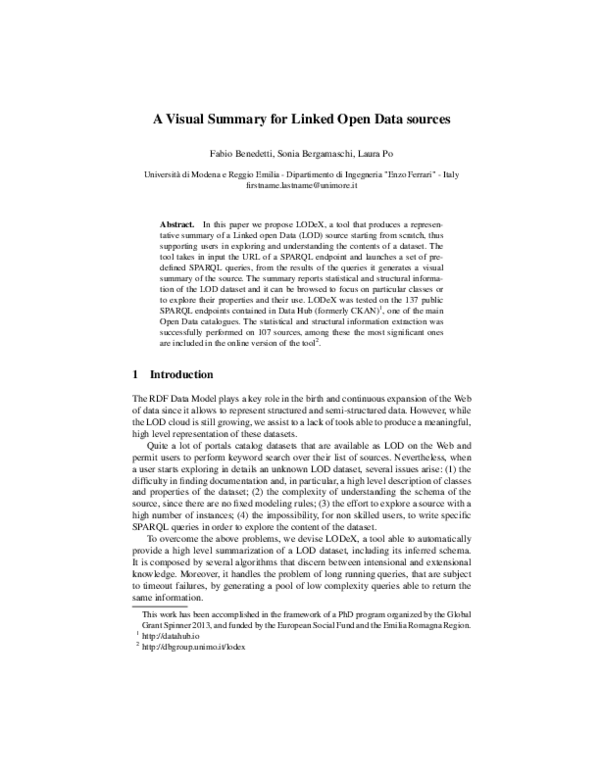 (PDF) A visual summary for linked open data sources
