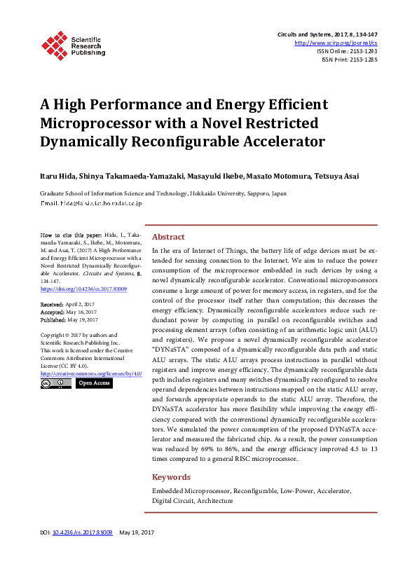 Pdf A High Performance And Energy Efficient Microprocessor With A Novel Restricted Dynamically
