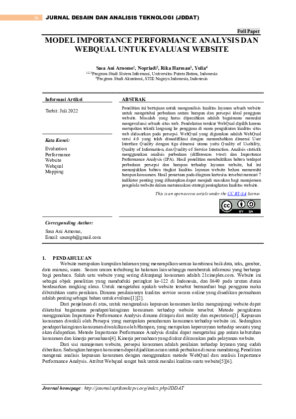 (PDF) Model Importance Performance Analysis Dan Webqual Untuk Evaluasi ...