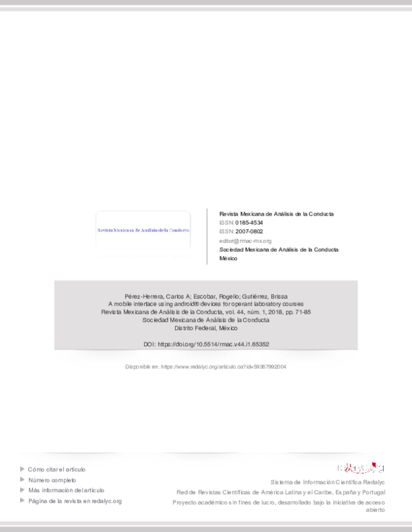 Pdf A Mobile Interface Using Android® Devices For Operant Laboratory Courses