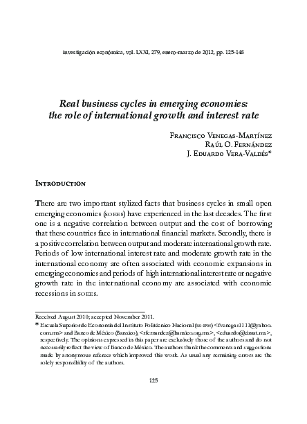 (PDF) Real Business Cycles in Emerging Economies: The Role of ...