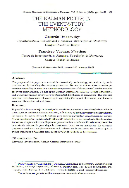 (PDF) The Kalman Filter in the Event-Study Methodology