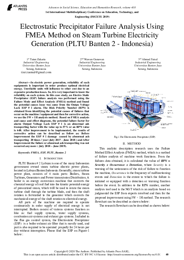 (PDF) Electrostatic Precipitator Failure Analysis Using FMEA Method on Steam Turbine Electricity ...