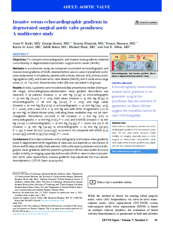 (PDF) Invasive versus echocardiographic gradients in degenerated ...