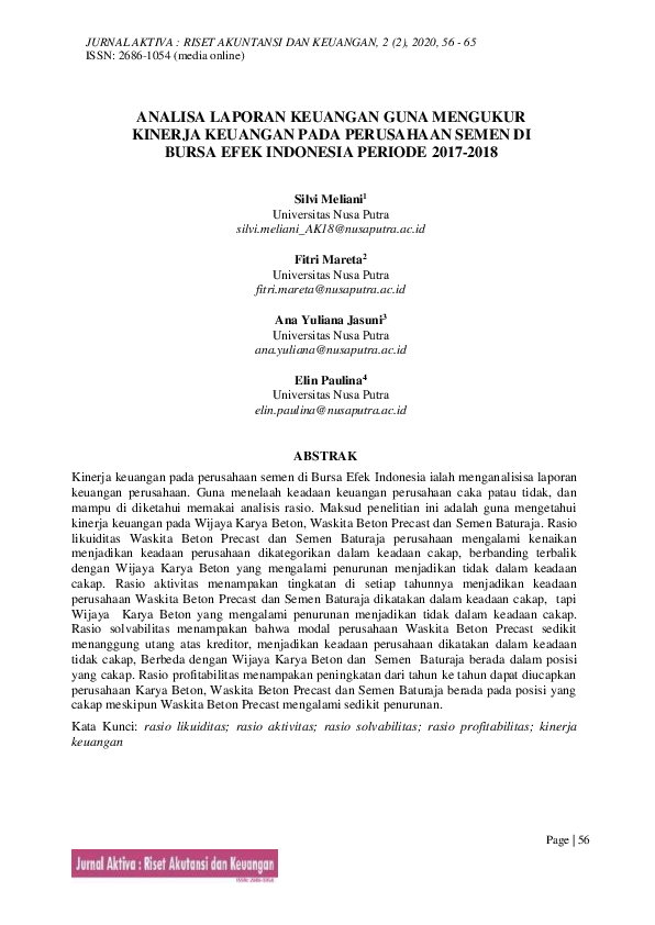 (PDF) Analisa Laporan Keuangan Guna Mengukur Kinerja Keuangan Pada ...