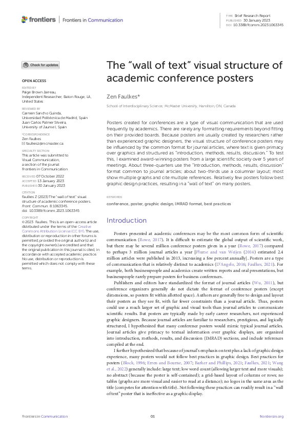 (PDF) The "wall of text" visual structure of academic conference posters