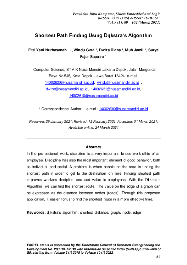 Pdf Shortest Path Finding Using Dijkstras Algorithm