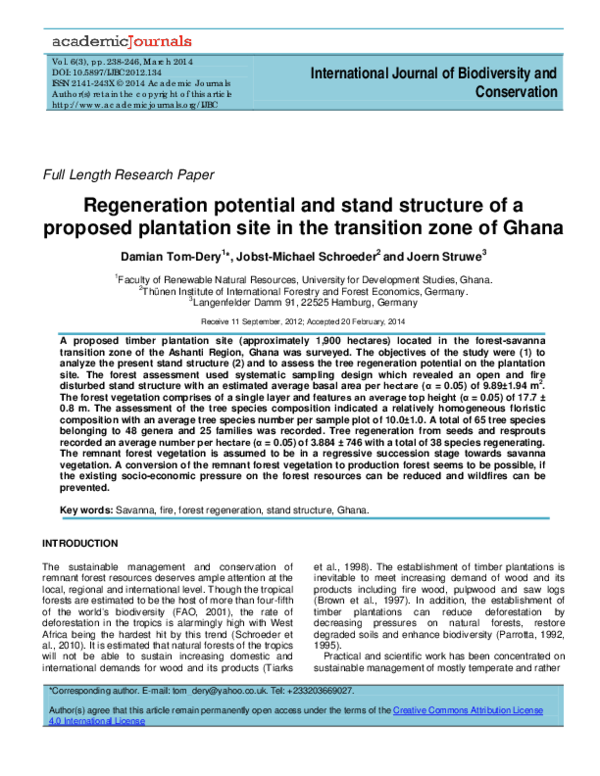 (PDF) Regeneration potential and stand structure of a proposed ...
