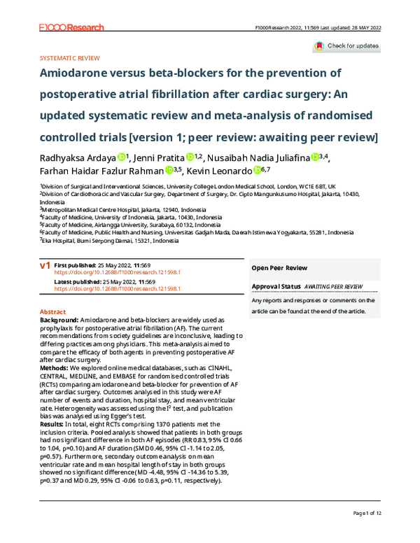 (PDF) Amiodarone versus beta-blockers for the prevention of postoperative atrial fibrillation ...