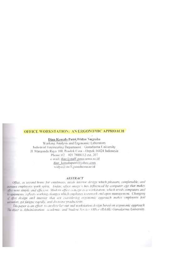 (PDF) Office Workstation: An Ergonomic Approach