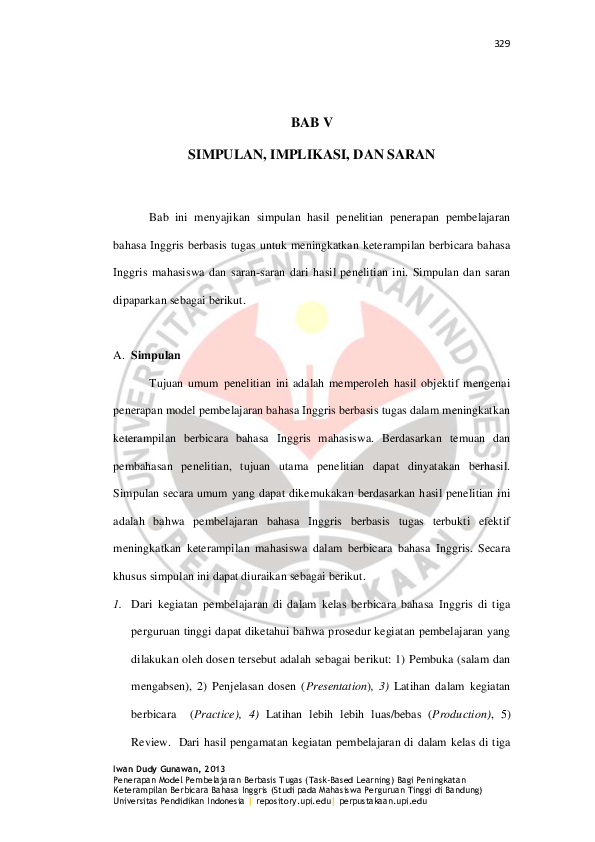 Pdf Penerapan Model Pembelajaran Berbasis Tugas Task Based Learning