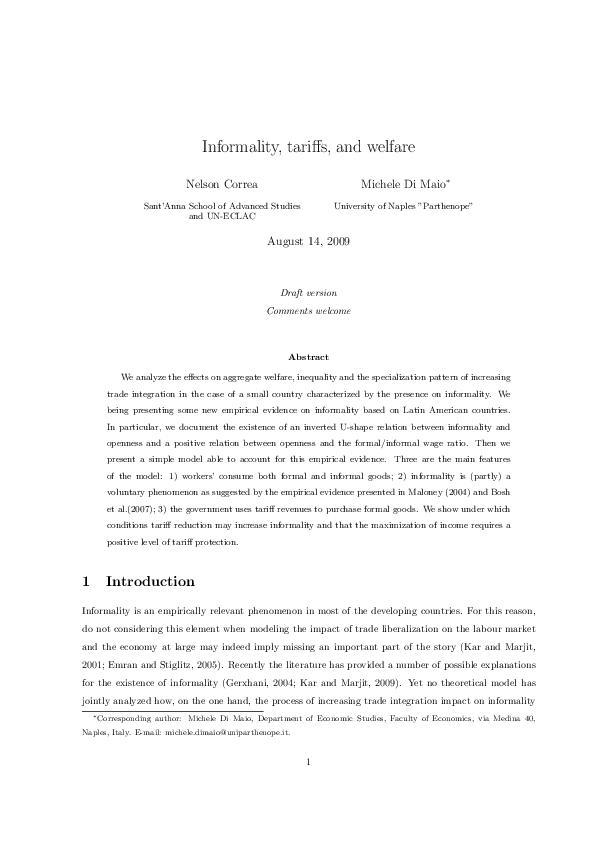(PDF) Informality, tariffs and wealth