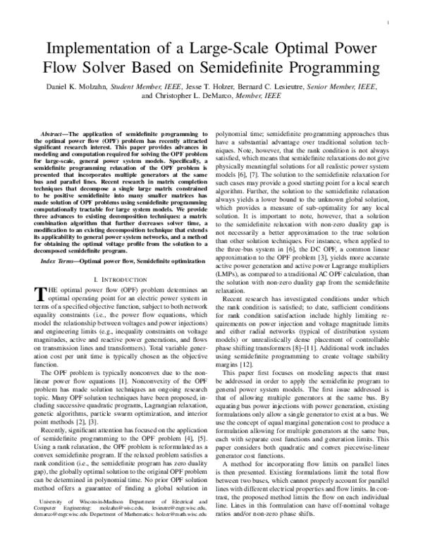 (PDF) Implementation of a Large-Scale Optimal Power Flow Solver Based ...
