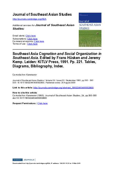 (PDF) Southeast Asia Cognation and Social Organization in Southeast ...