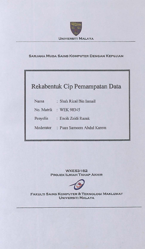 (PDF) Rekabentuk cip pemamtapatan data / Shah Rizal Ismail