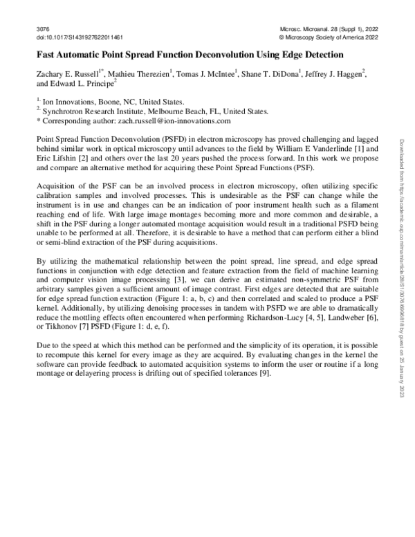 Pdf Fast Automatic Point Spread Function Deconvolution Using Edge