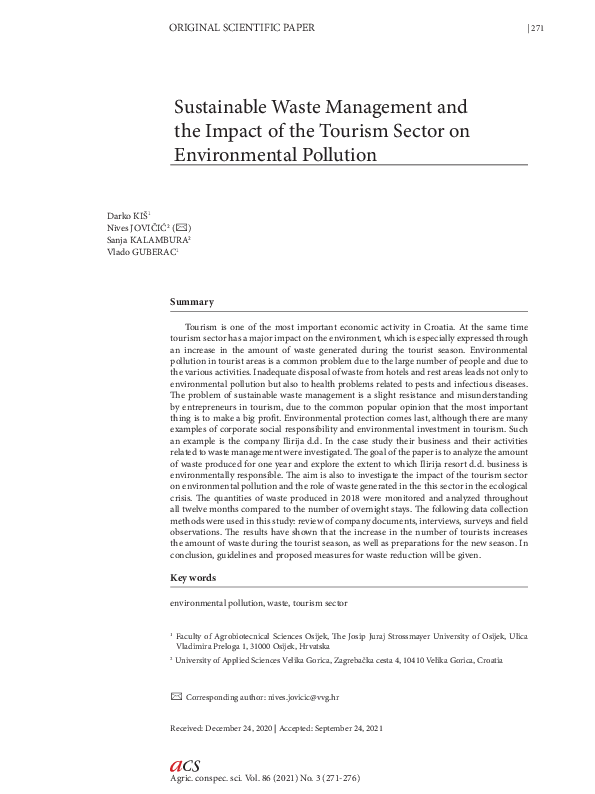 (PDF) Sustainable Waste Management and the Impact of the Tourism Sector ...