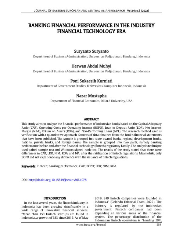(PDF) Banking financial performance in the industry financial ...