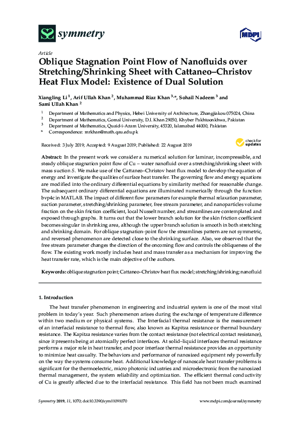 (PDF) Oblique Stagnation Point Flow of Nanofluids over Stretching ...