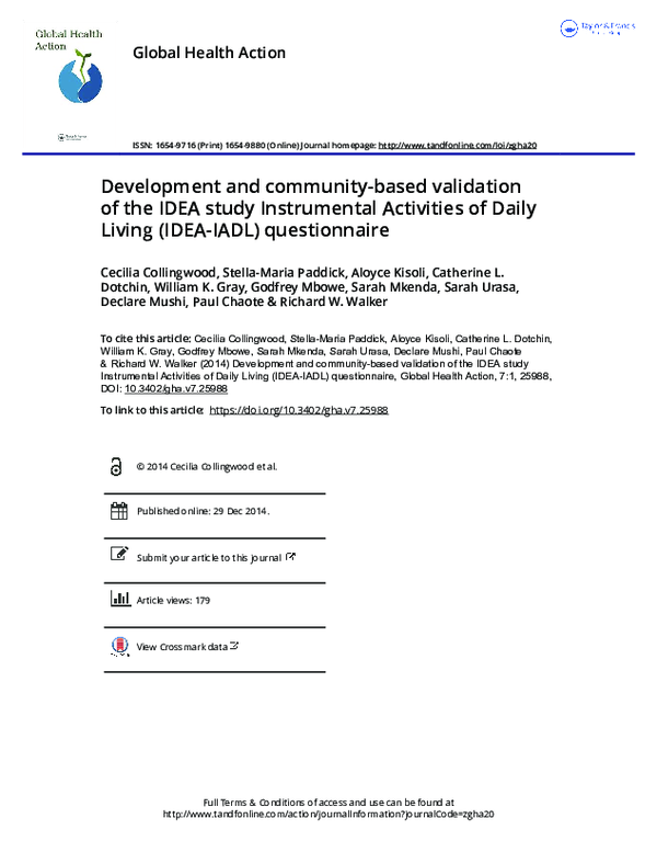 (PDF) Development and community-based validation of the IDEA study ...