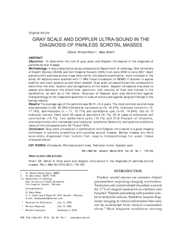 (PDF) Gray scale and doppler ultra-sound in the diagnosis of painless scrotal masses | Saba ...