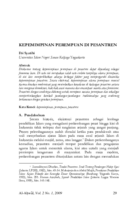(PDF) Kepemimpinan Perempuan DI Pesantren
