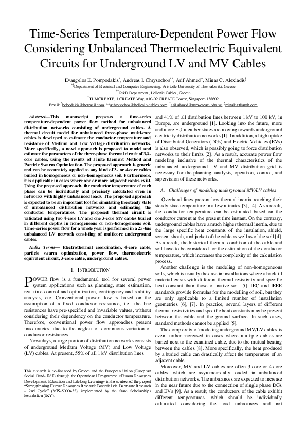 (PDF) Time-Series Temperature-Dependent Power Flow Considering Unbalanced Thermoelectric ...