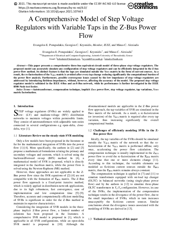 (PDF) A Comprehensive Model of Step Voltage Regulators with Variable ...