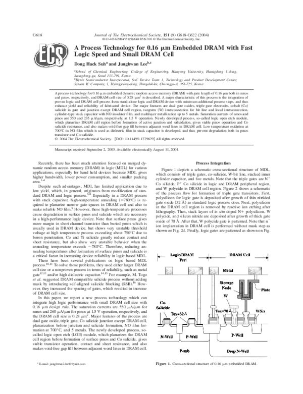(PDF) A Process Technology for 0.16 μm Embedded DRAM with Fast Logic ...