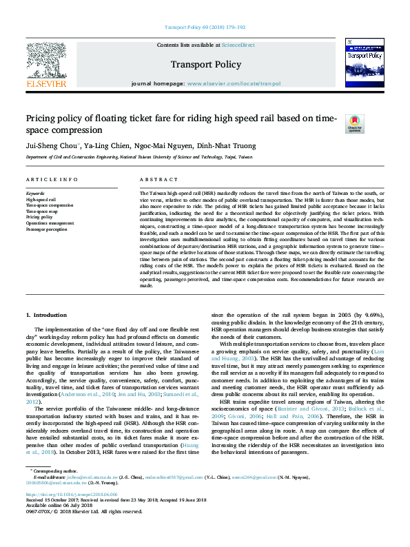 (PDF) Pricing policy of floating ticket fare for riding high speed rail ...