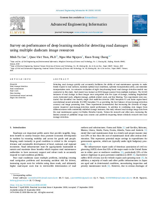 Pdf Survey On Performance Of Deep Learning Models For Detecting Road