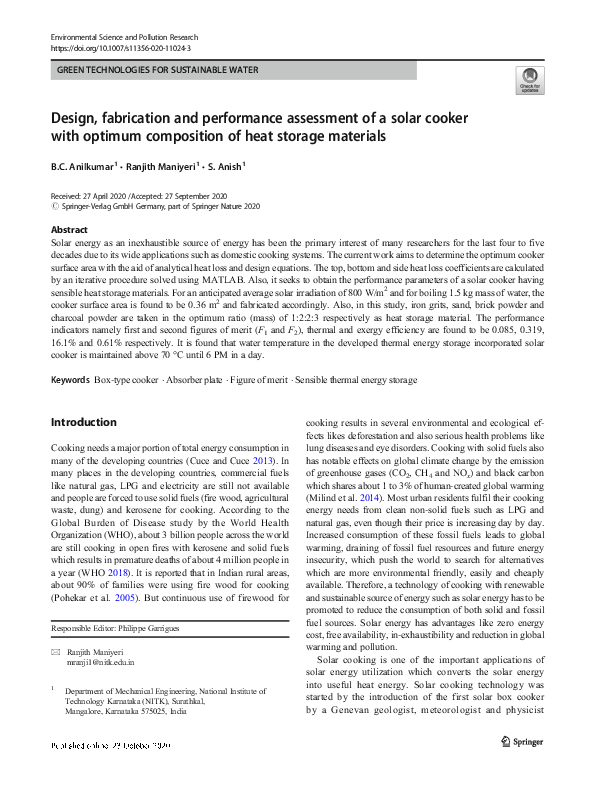 (PDF) Design, fabrication and performance assessment of a solar cooker ...