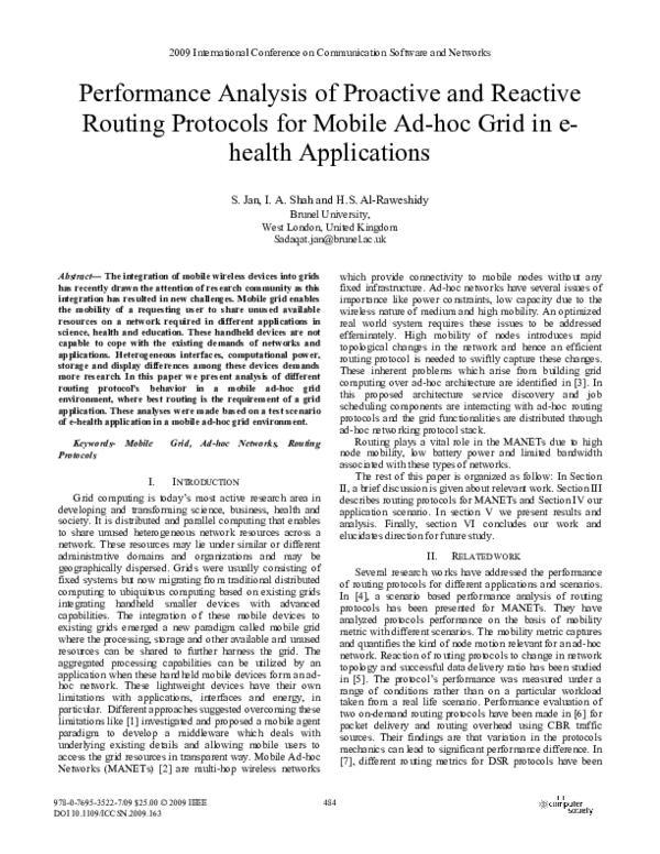 Pdf Performance Analysis Of Proactive And Reactive Routing Protocols