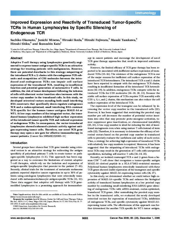 (PDF) Improved Expression and Reactivity of Transduced Tumor-Specific ...