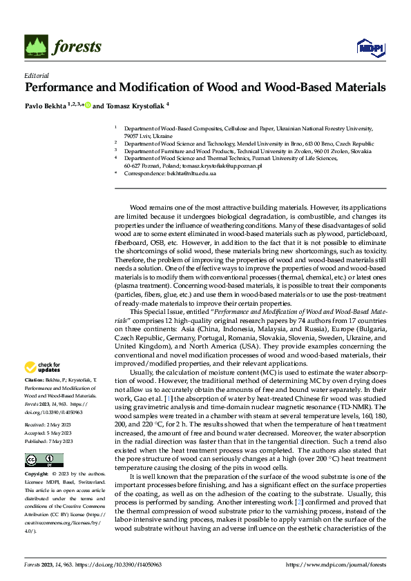(PDF) Performance and Modification of Wood and Wood-Based Materials