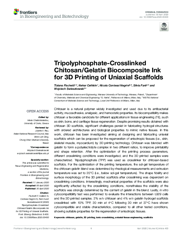 (PDF) Tripolyphosphate-Crosslinked Chitosan/Gelatin Biocomposite Ink ...