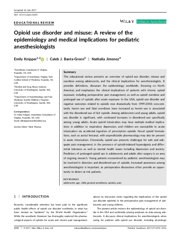 (PDF) Opioid use disorder and misuse: A review of the epidemiology and ...