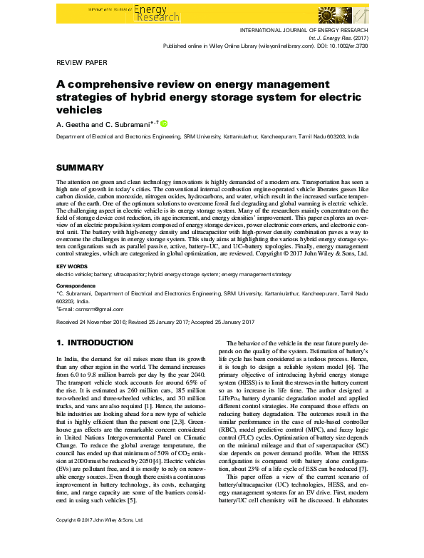 (PDF) A comprehensive review on energy management strategies of hybrid energy storage system for ...