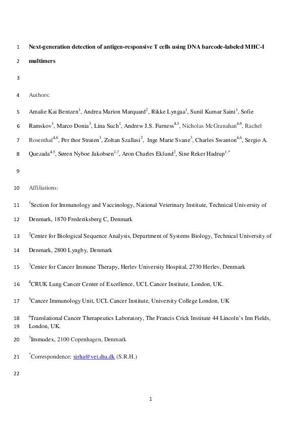 (PDF) Large-scale detection of antigen-specific T cells using peptide-MHC-I multimers labeled ...