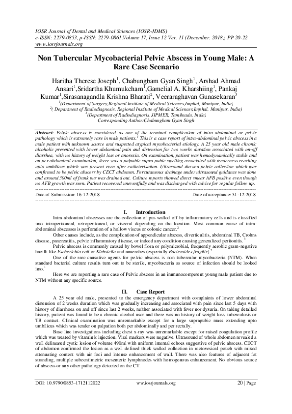 (PDF) Non Tubercular Mycobacterial Pelvic Abscess in Young Male: A Rare ...